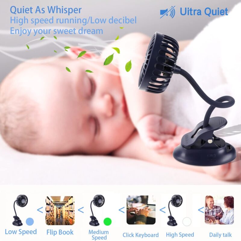 Mikikin Clip-on Small Mini Fan — Portable, Quiet & Flexible | Buy ...